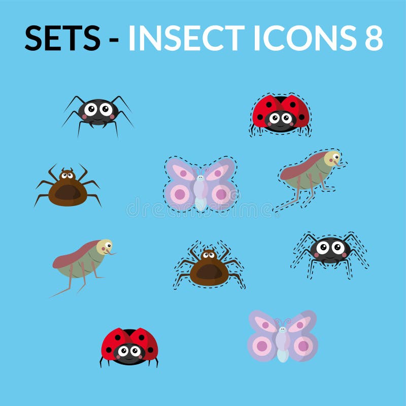 Insect Cartoon Icon Pack. Vector Stock Vector - Illustration of cartoon ...