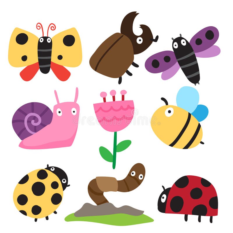 Insect Character Collection Design Stock Illustration - Illustration of ...