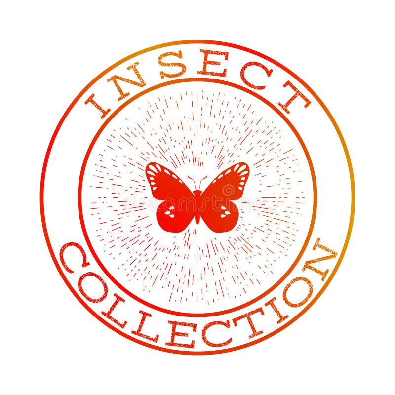 Insect Collection Orange Round Label Stock Vector - Illustration of ...