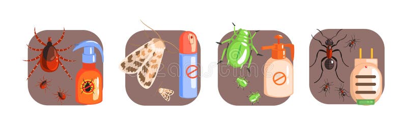 Insect Control and Parasite Extermination Chemical Vector Set Stock ...