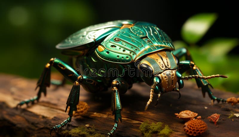 Insect Crawling on Green Leaf, Macro Magnification, Selective Focus ...