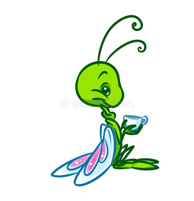 Insect Drinking Tea Cartoon Illustration Stock Illustration ...