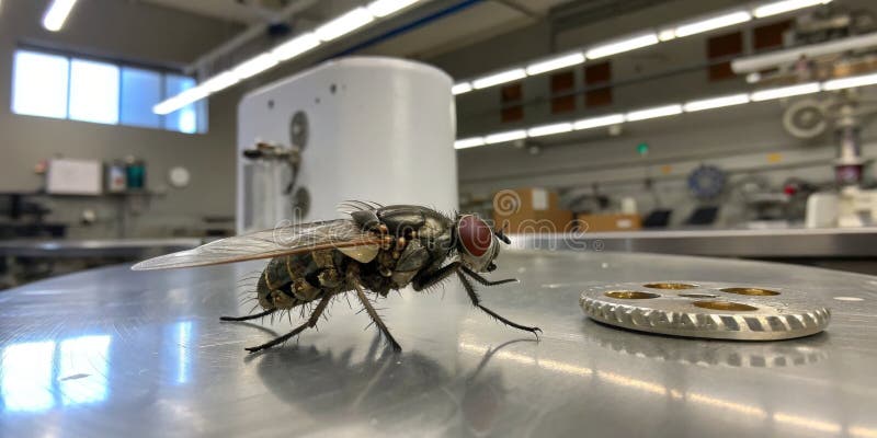 Insect Exploration in a Laboratory Setting Showcasing a Fly Near ...