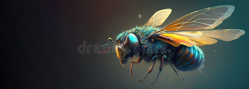 Insect Fly Close Up, Macro Entomology. AI Generated Stock Illustration ...