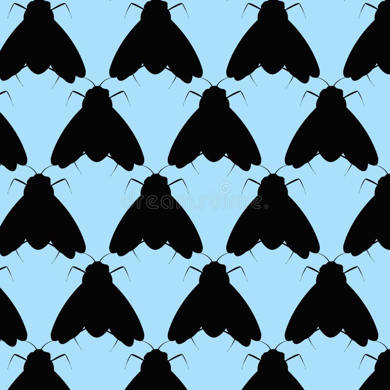 Insect Fly Seamless Pattern on Turn Blue Background Stock Vector ...