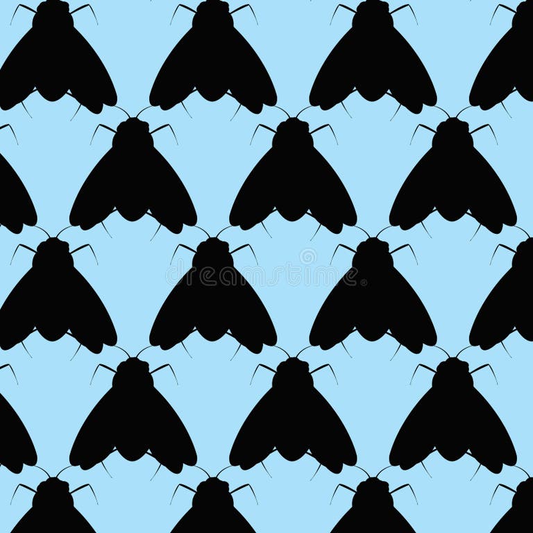 Insect Fly Seamless Pattern on Turn Blue Background Stock Vector ...