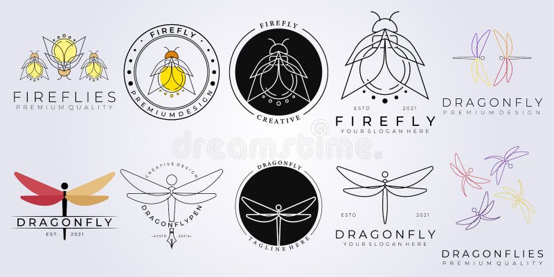 Insect Group Set Bundle Collection Logo Vector Line Art Illustration ...