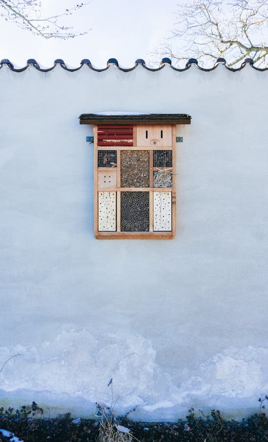 An Insect Hotel on a Concrete Wall Stock Image - Image of wall ...