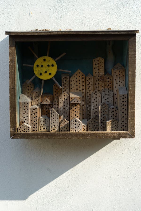 Insect Hotel on a White Wall White Shadow Stock Photo - Image of hotel ...