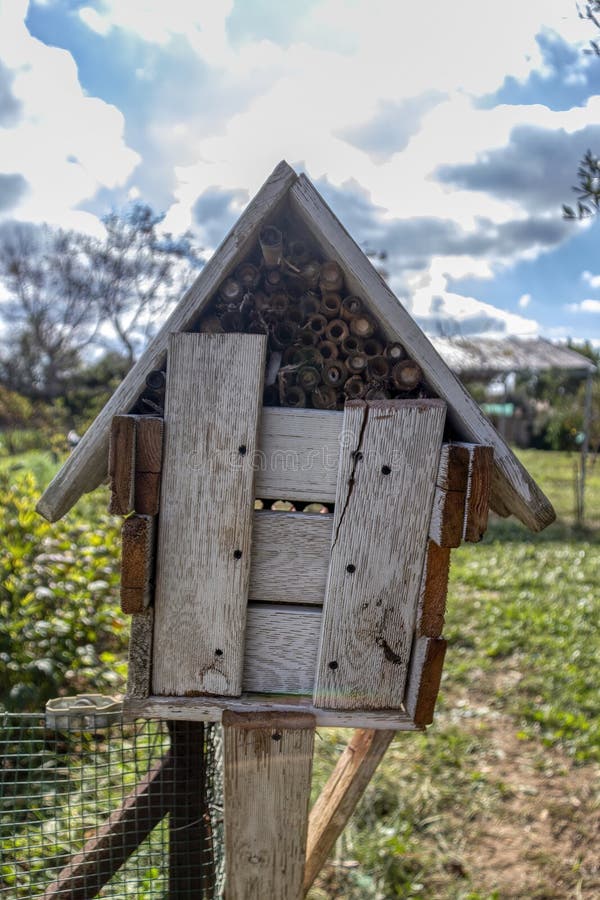 Insect House in an Organically Grown Orchard Stock Photo - Image of ...