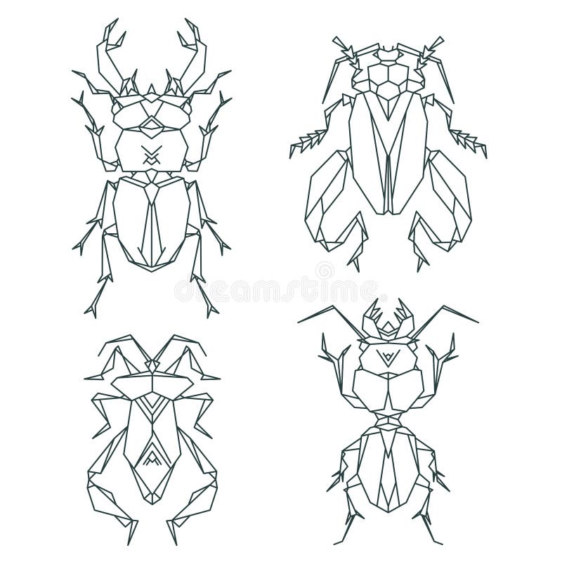 Insect Icons, Vector Icon Set. Abstract Triangular Style Stock ...