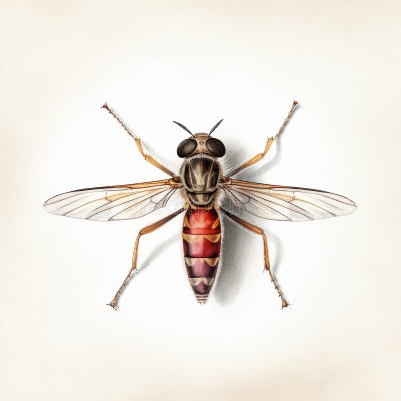Hyperrealistic Illustration of a Brown and Orange Fly on Sand Stock ...