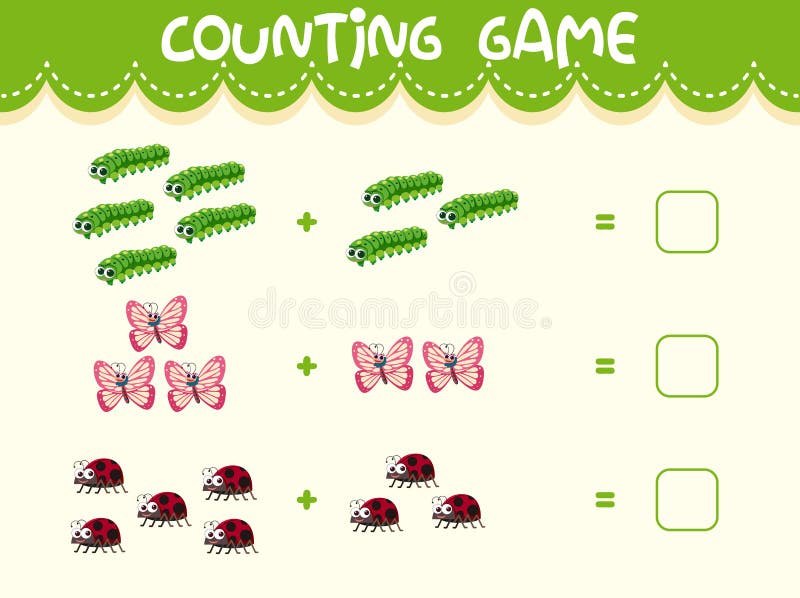 Insect Math Counting Worksheet Stock Vector - Illustration of ...