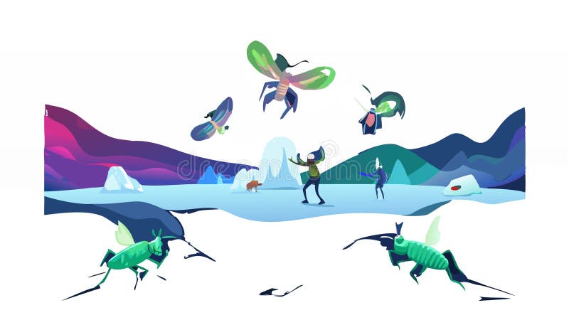 Insect Migration, Wildlife Movement, Natural Ecosystem. Vector Design ...