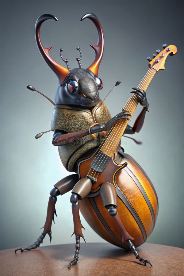 Insect Musician Mastering the Strings of Guitar Stock Photo - Image of ...
