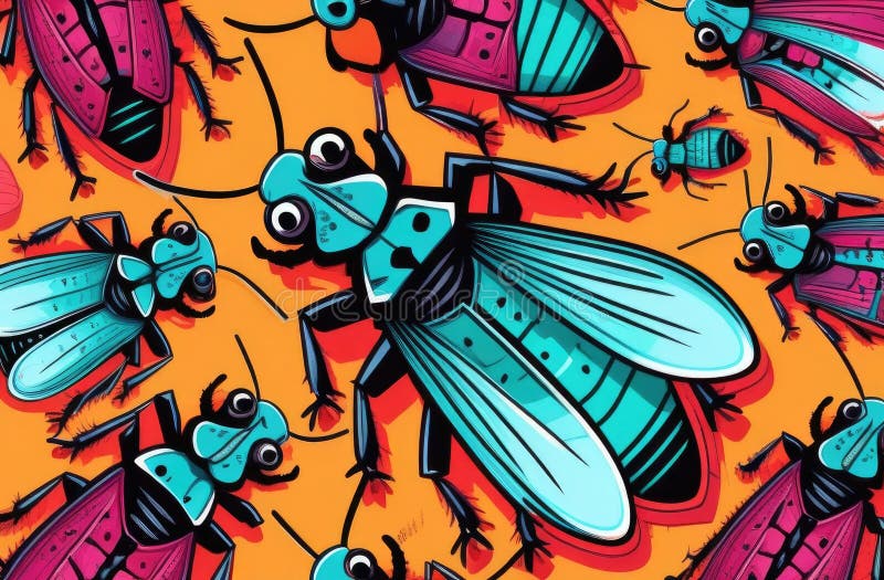 Insect Pattern, Beetle Set, Huge Cockroaches Stock Photo - Image of ...