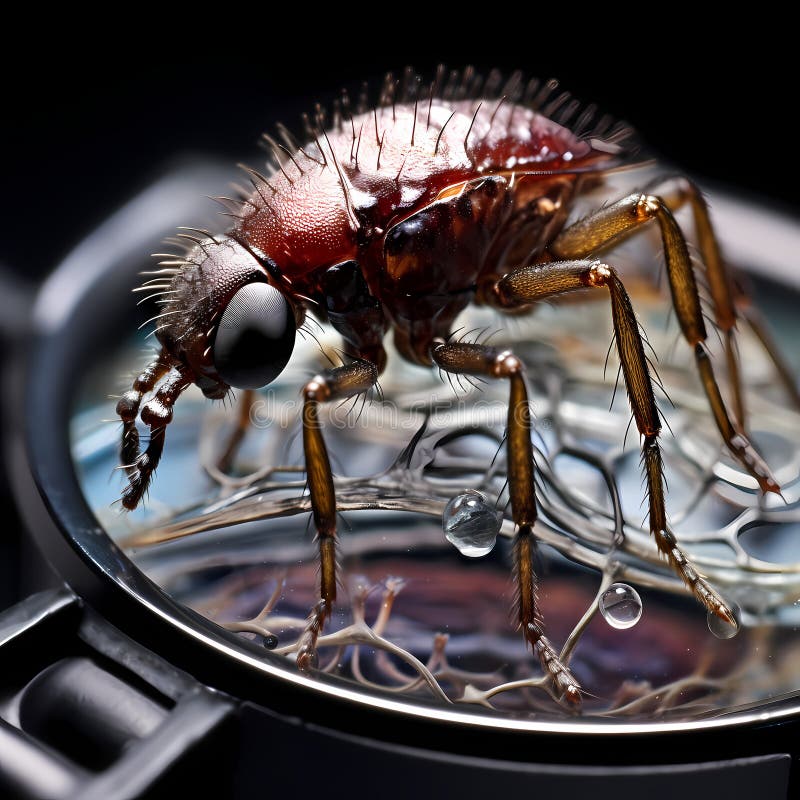 An Insect Perspective, a Bug on a Magnifying Glass Stock Illustration ...