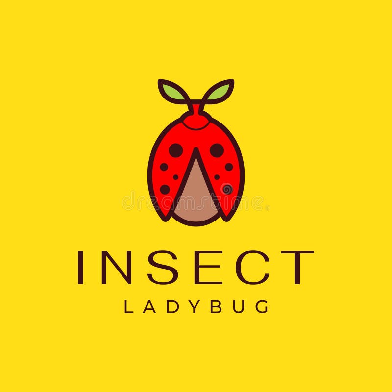 Insect Red Lady Bug with Leaf Colorful Modern Mascot Colorful Logo ...