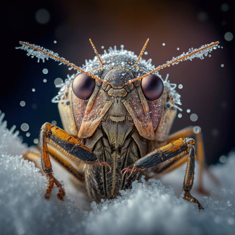 An Insect in the Snow, Macro. Generative AI Stock Illustration ...