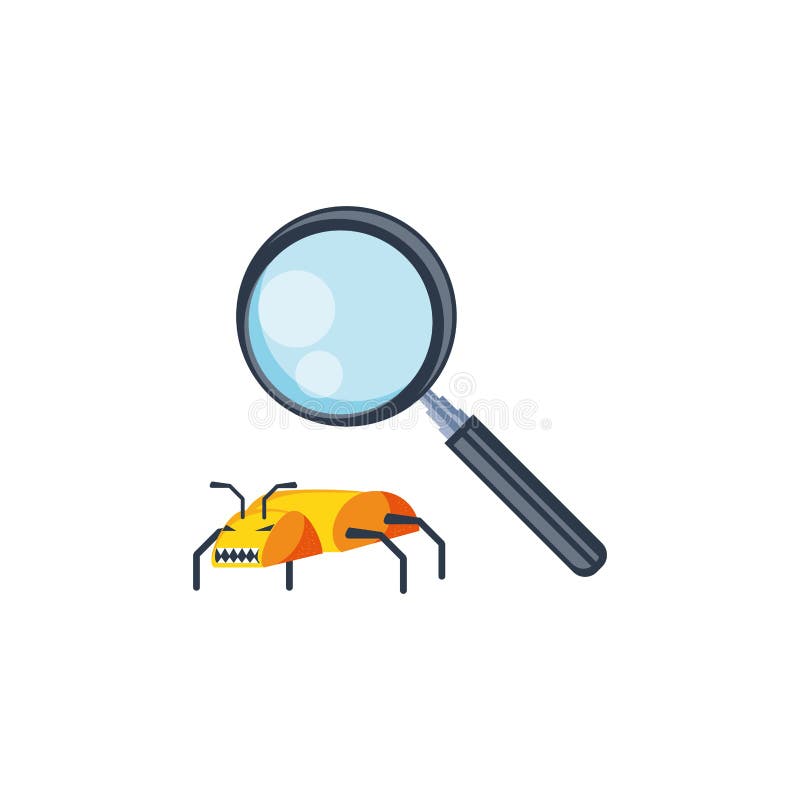 Insect Virus Attack with Magnifying Glass Stock Vector - Illustration ...