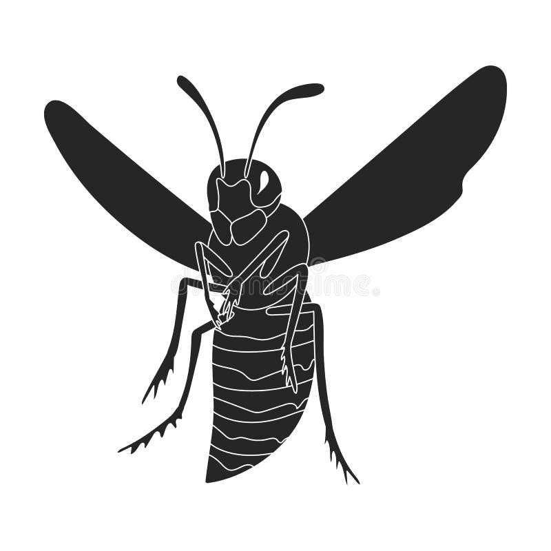 Insect Wasp Icon. Black Wasp Vector Illustration on a White Background ...