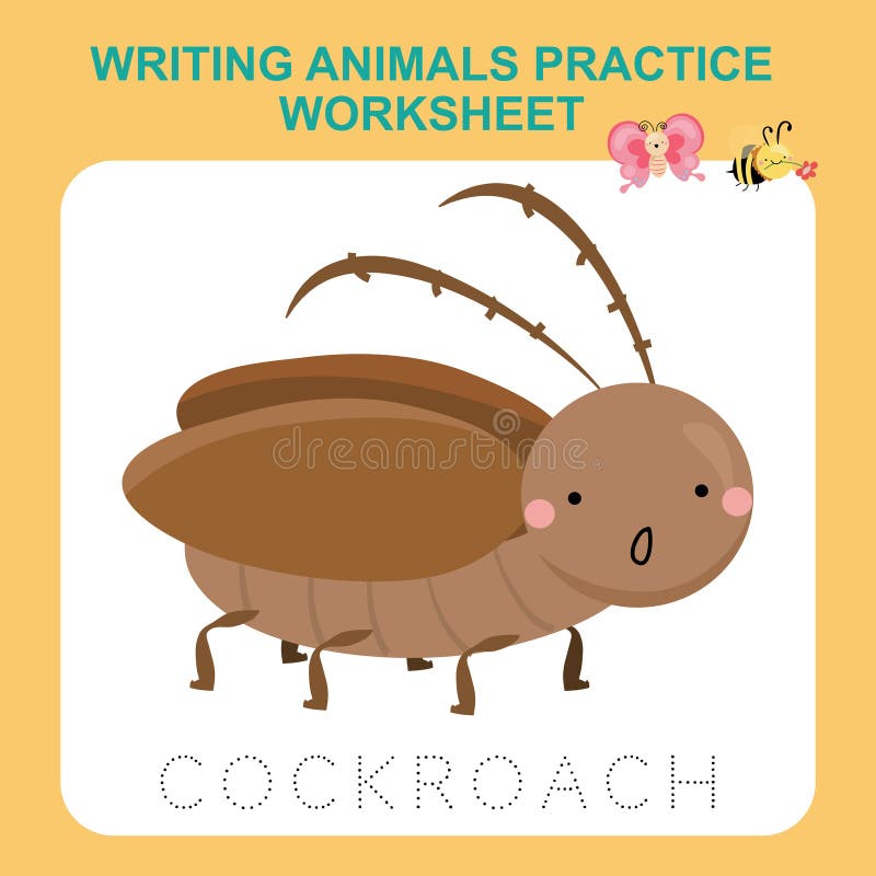Writing Insect Name Worksheet for Preschool Stock Vector - Illustration ...