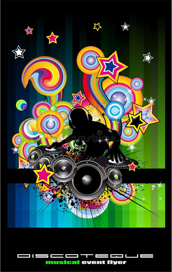 Fundo Do Insecto De Musci Com Silhueta Do DJ Ilustração do Vetor ...