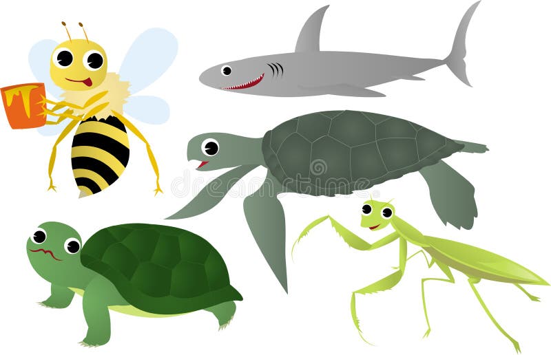 Insectos y animal de mar stock de ilustración. Ilustración de dulce ...