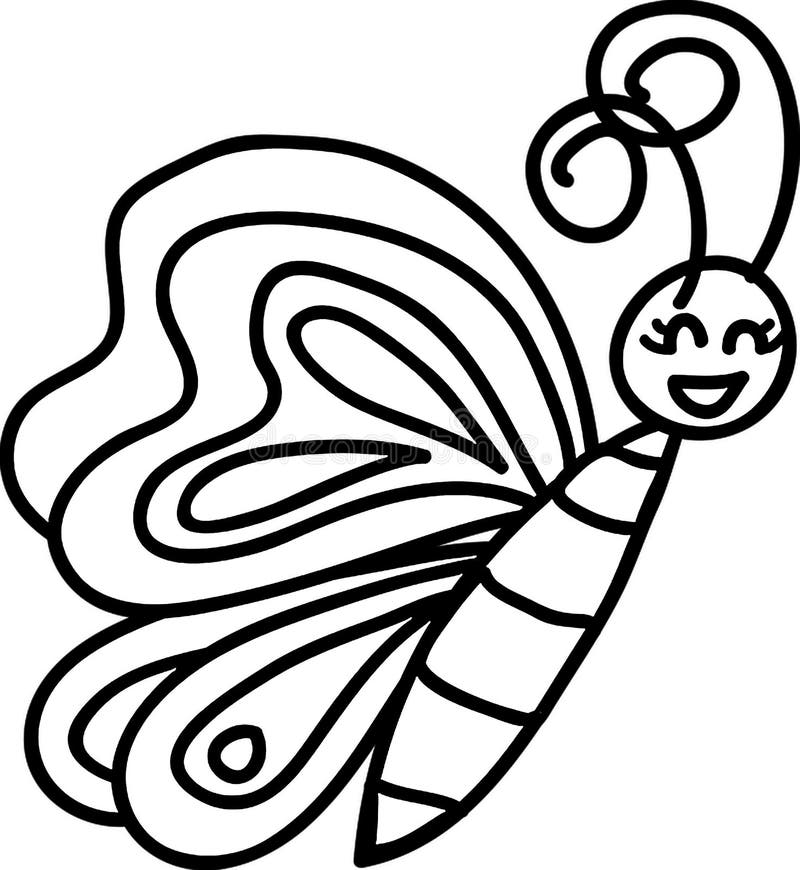 Insects Cartoon Black and White Coloring Stock Illustration ...