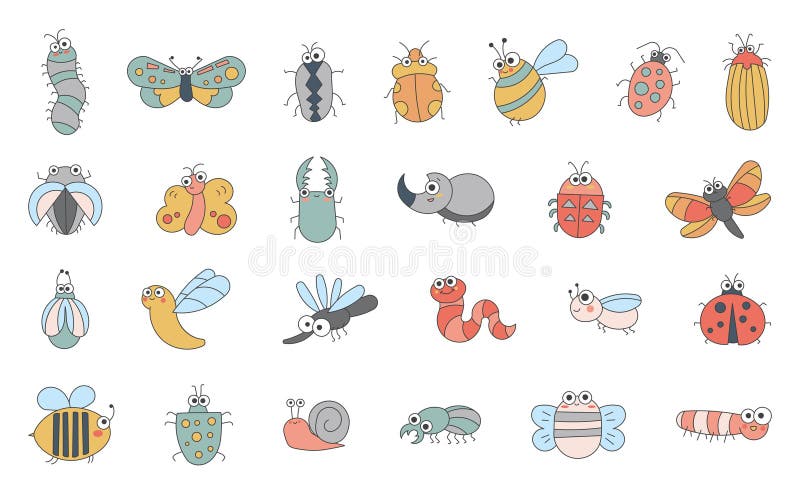 Insects Cartoon Characters. Funny Small Animals Stock Vector ...