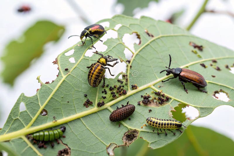 Insects Damaging Trees and Plants Stock Illustration - Illustration of ...