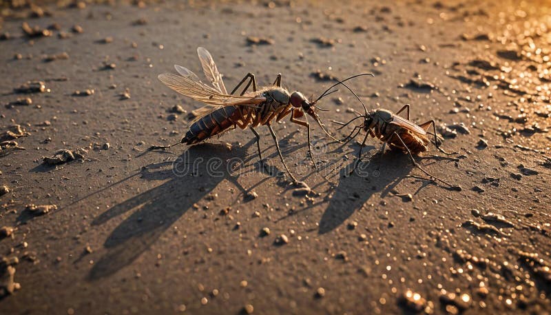Insects Fighting on the Surface of the Mud Stock Illustration ...