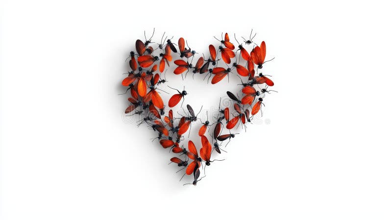 Insects Forming a Heart Shape White Background Stock Illustration ...