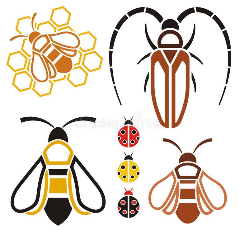 Insects-icons, objects stock vector. Illustration of honeycomb - 27515102