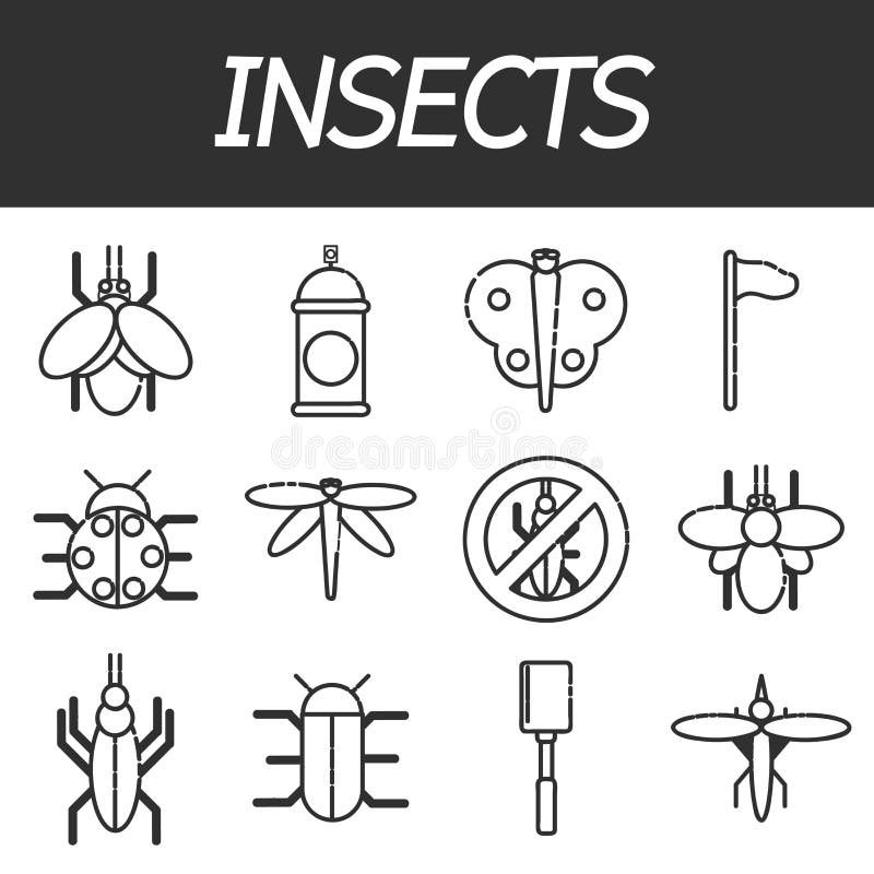 Insects icons set stock vector. Illustration of collection - 77066572