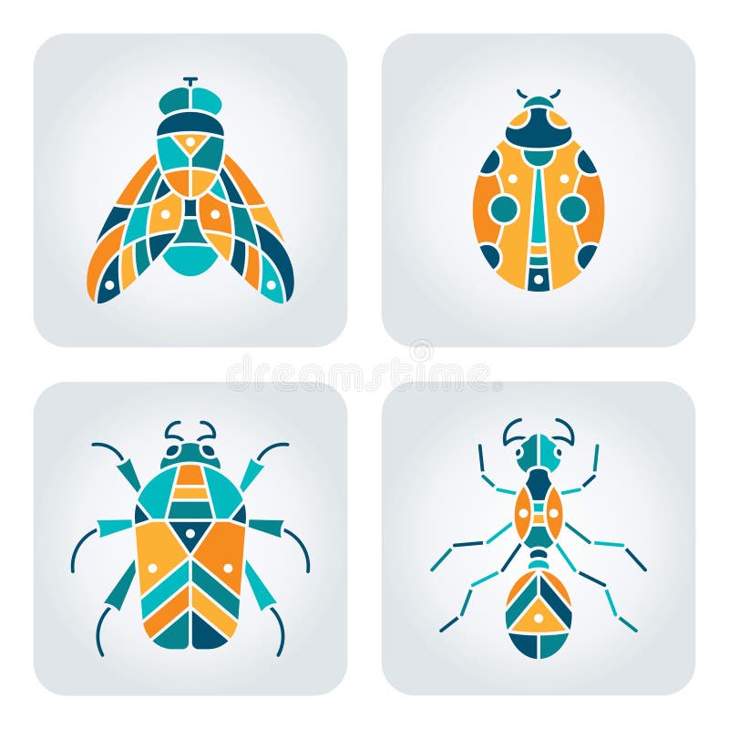 Insects mosaic icons stock vector. Illustration of outline - 84334128