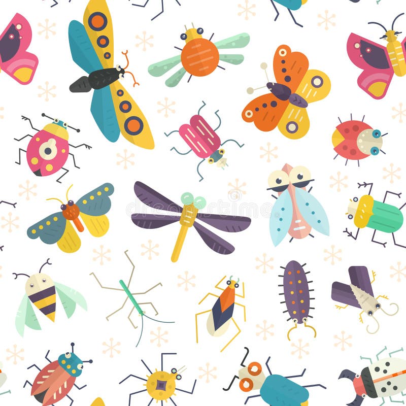 Insects Pattern stock vector. Illustration of motif, funny - 62139702