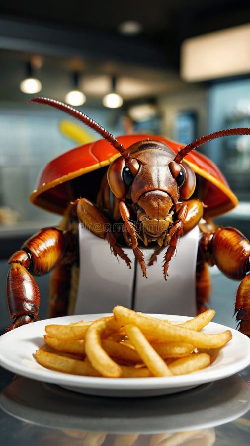 Insects in Restaurant: Cockroaches. Stock Illustration - Illustration ...