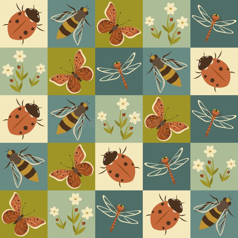 Insects seamless pattern stock vector. Illustration of decorative ...