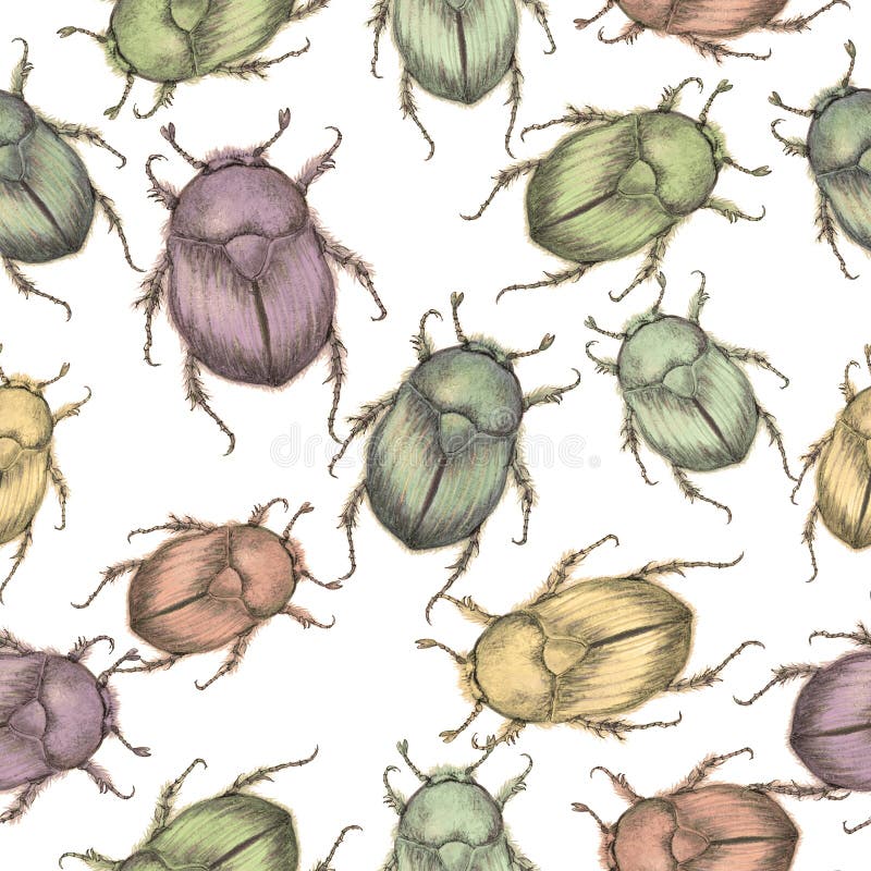 Insects seamless pattern stock illustration. Illustration of luck ...
