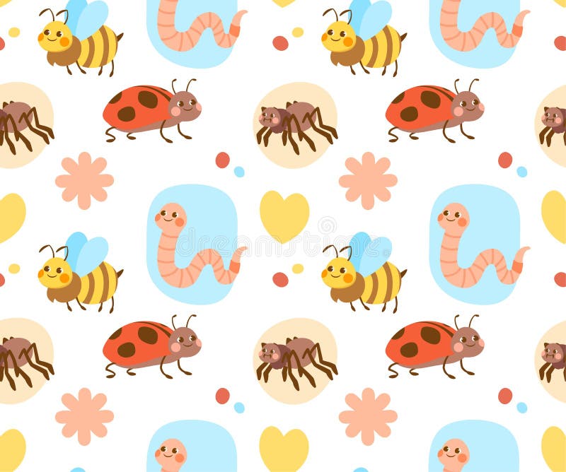 Insects seamless pattern stock illustration. Illustration of gardening ...