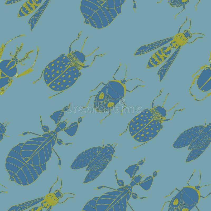Insects seamless pattern. stock illustration. Illustration of scarab ...