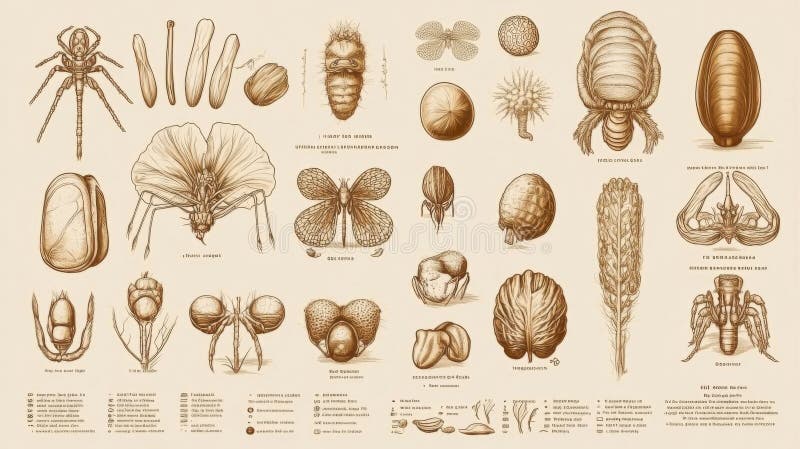 Insects, Seeds, & Botanical Illustrations Stock Illustration ...
