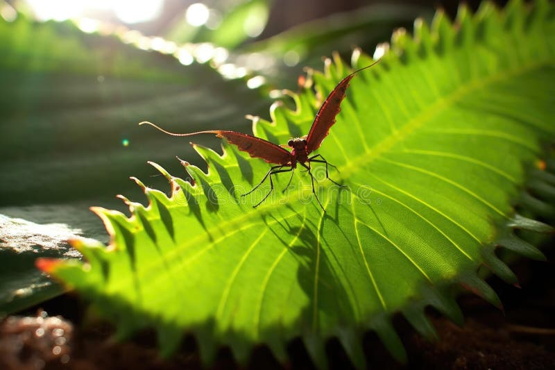 Insects Shadow on Venus Flytrap Leaf Moments before Capture Stock ...