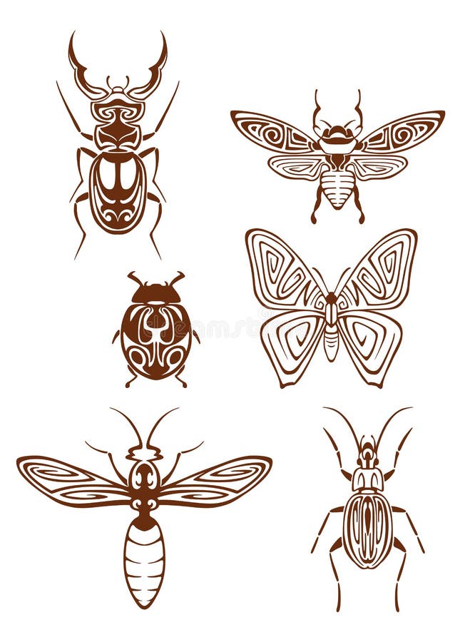 Insects in Tribal Ornamental Style Stock Vector - Illustration of ...