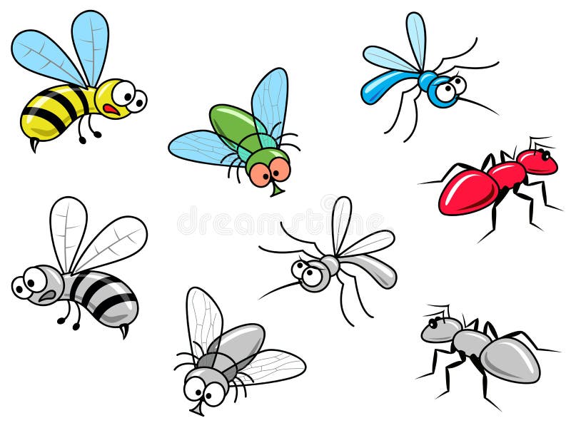 Insects World Black and White Seamless Pattern. Stock Vector ...
