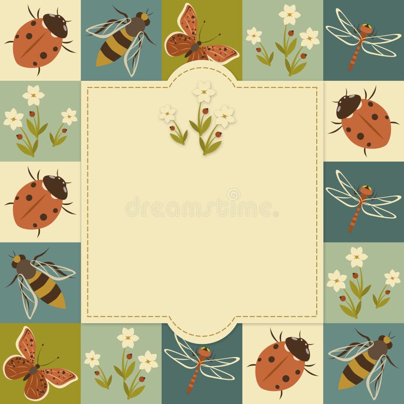 Insects vintage template stock vector. Illustration of insects - 35232174