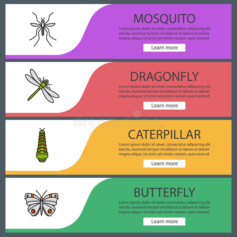 Insects Web Banner Templates Set Stock Vector - Illustration of aedes ... Insects Web Banner Templates Set Stock Vector - Illustration of aedes ...
