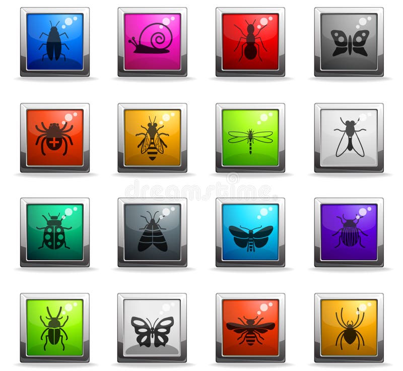 Insects icon set stock vector. Illustration of ladybug - 122177304