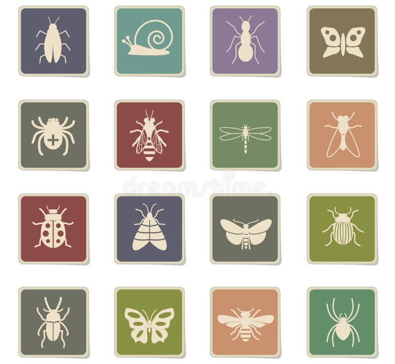 Insects icon set stock vector. Illustration of round - 126295780